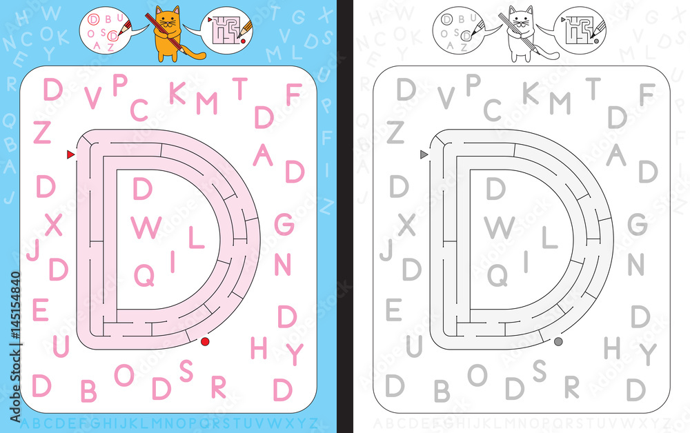 Maze letter D Stock Vector | Adobe Stock