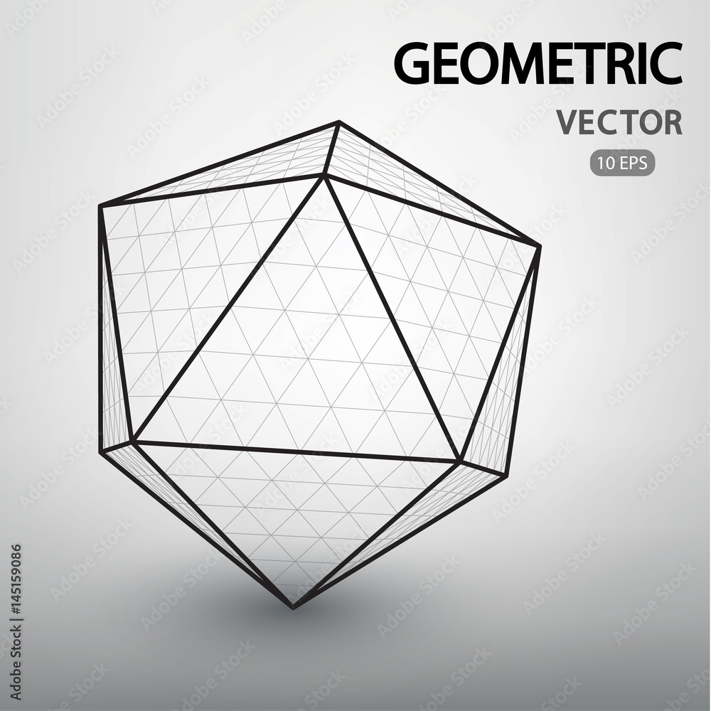 Polyhedron mesh vector structure. Geometric figures built by a grid ...