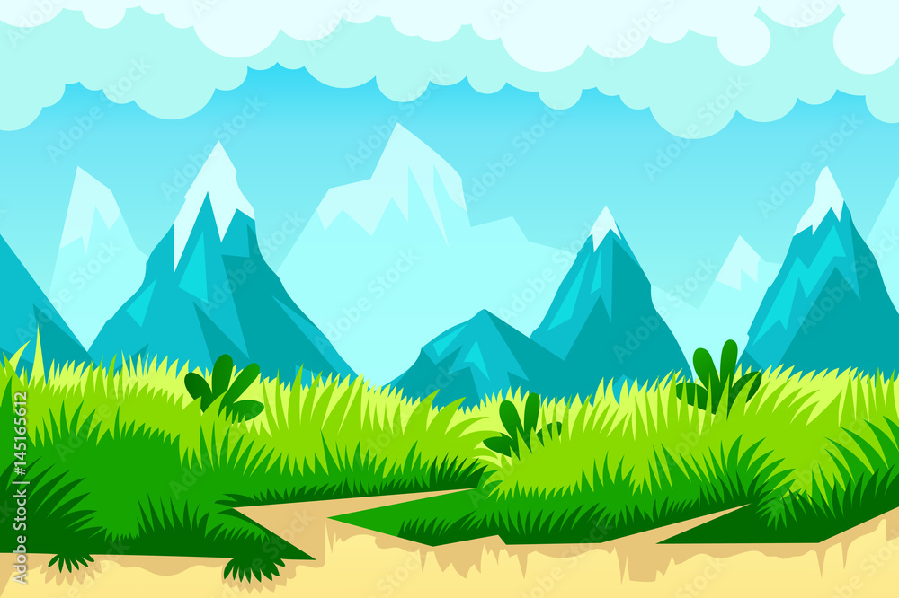 cartoon mountain landscape. vector Stock Vector | Adobe Stock