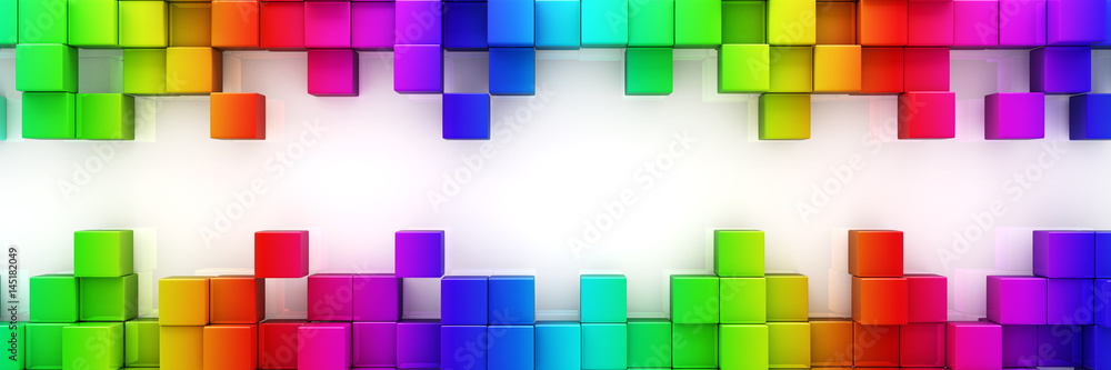 Rainbow of colorful blocks abstract background - 3d render Stock ...