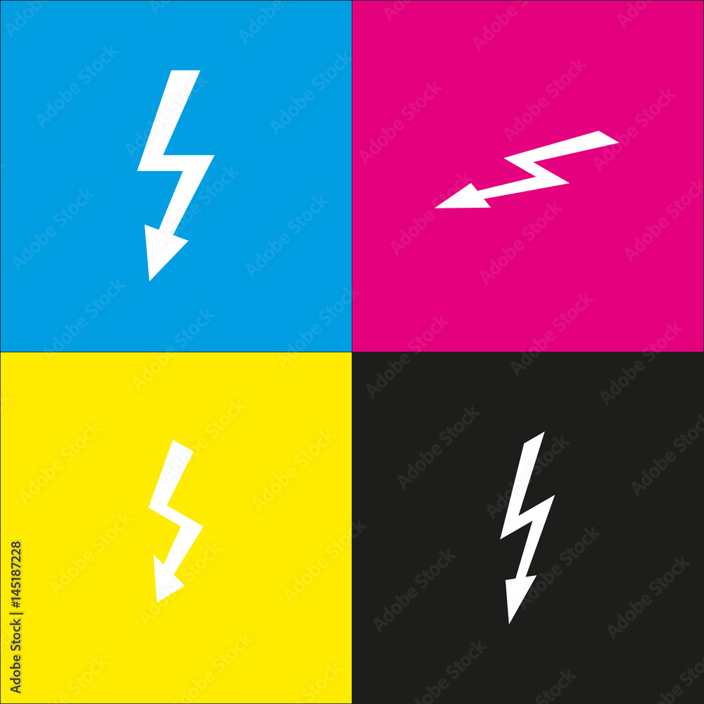 High voltage danger sign. Vector. White icon with isometric projections ...