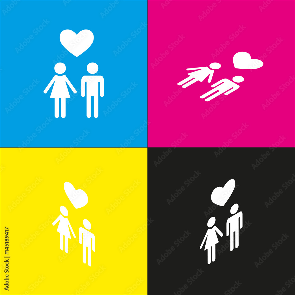Family symbol with heart. Husband and wife are kept each other`s hands ...