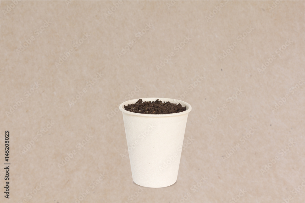 soil in recycle paper cup / soil in recycle paper cup on recycle paper ...