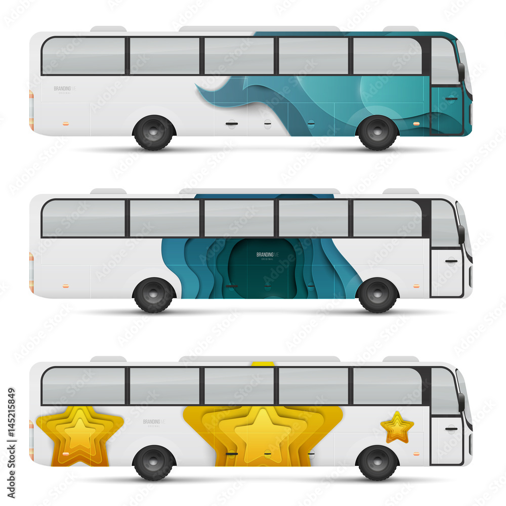 Branding design of passenger bus. Templates for transport. Mock up for ...
