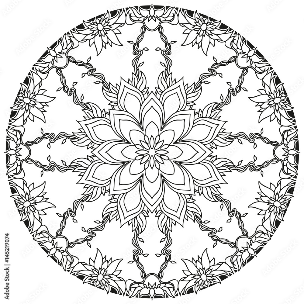 Mandala fleuri Stock Vector | Adobe Stock