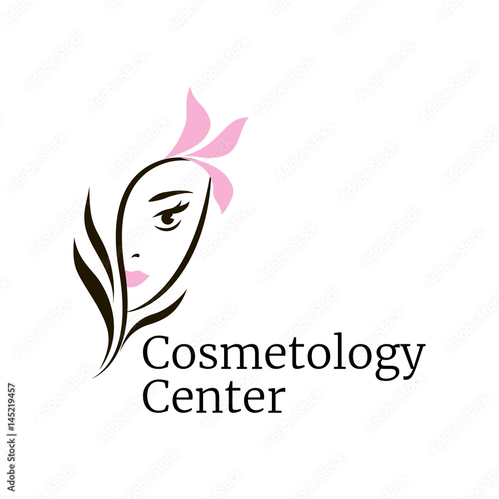 Vector logo template for cosmetology center or beauty salon. A woman's ...