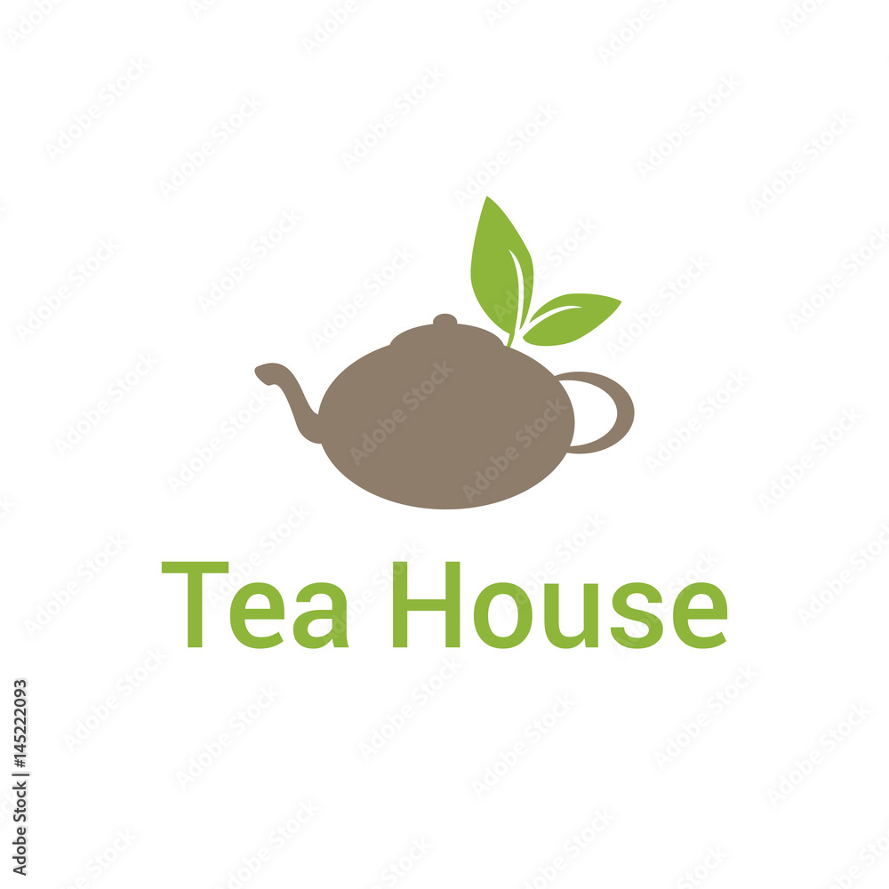 Vector logo template for tea house or tea shop. Logotype with ...