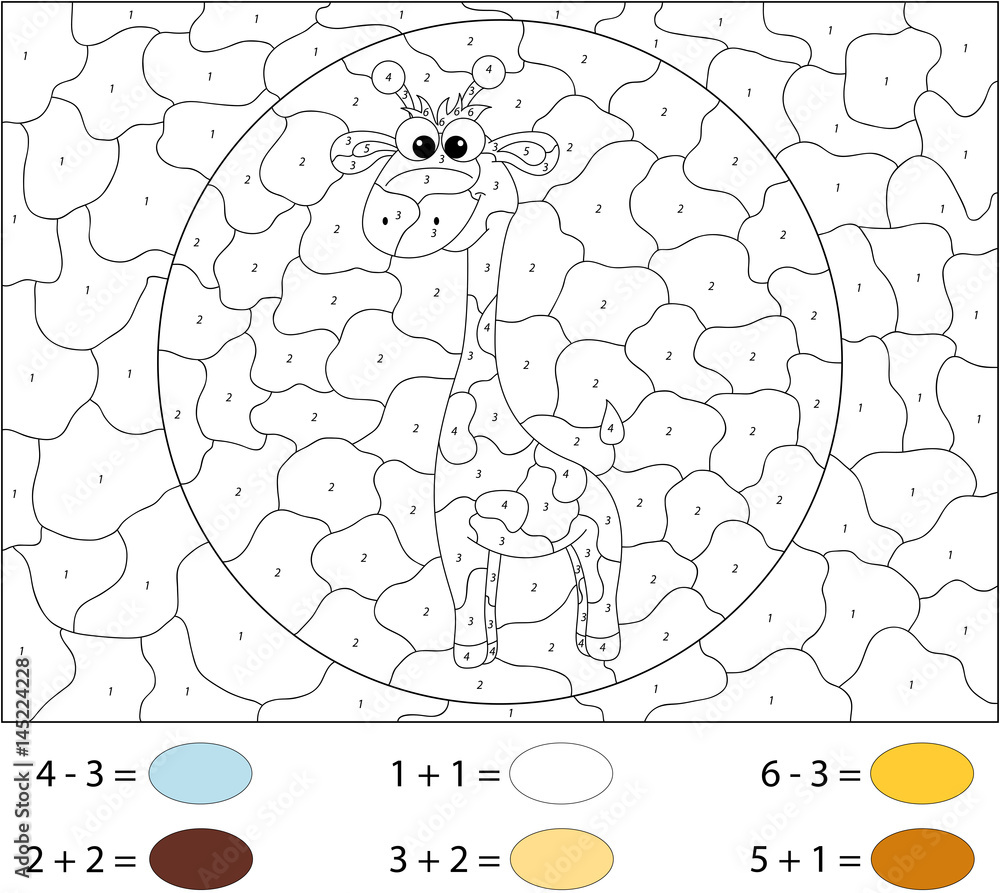Cartoon giraffe. Color by number educational game for kids Stock Vector ...