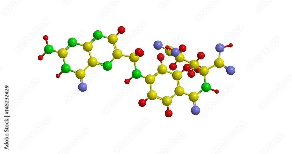 Molecular structure of folic acid (vitamin B9), 3D rendering Stock ...