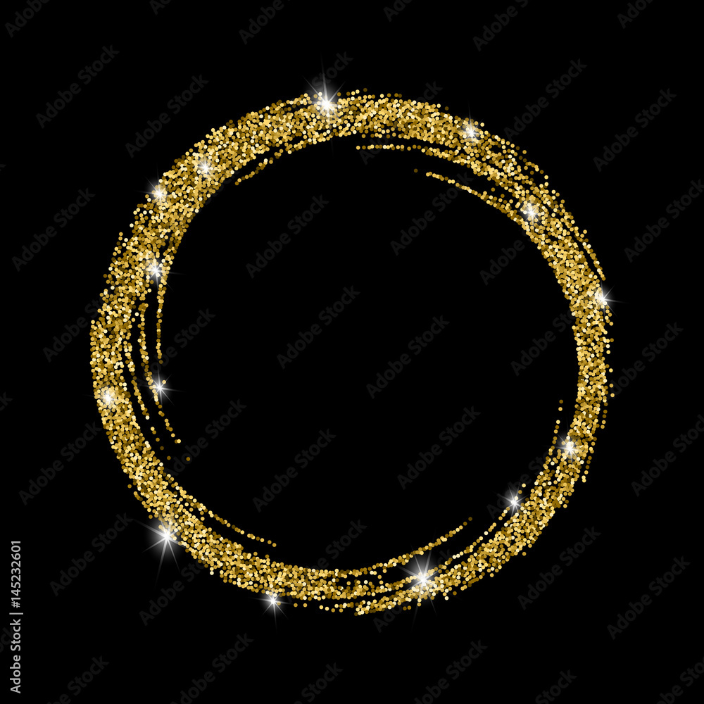 Round gold glitter abstract frame with a gloss effect. Element for ...