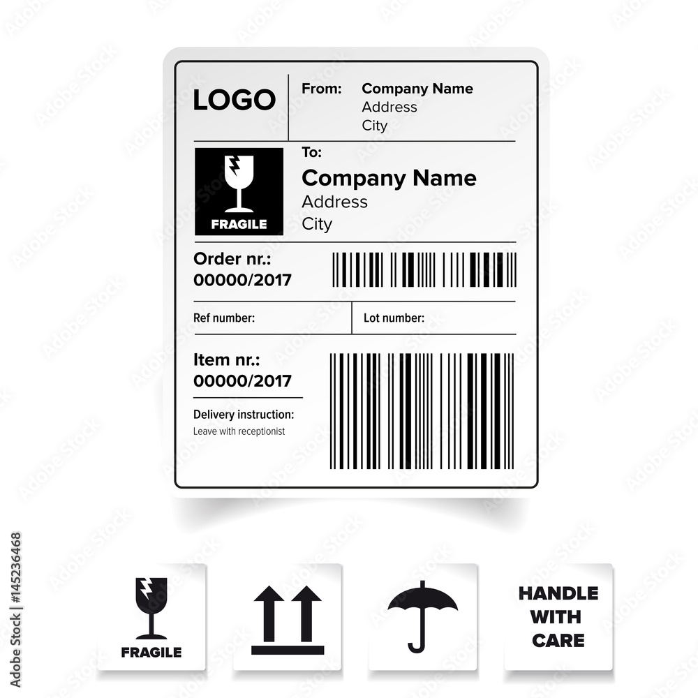 Shipping label template Stock Vector | Adobe Stock