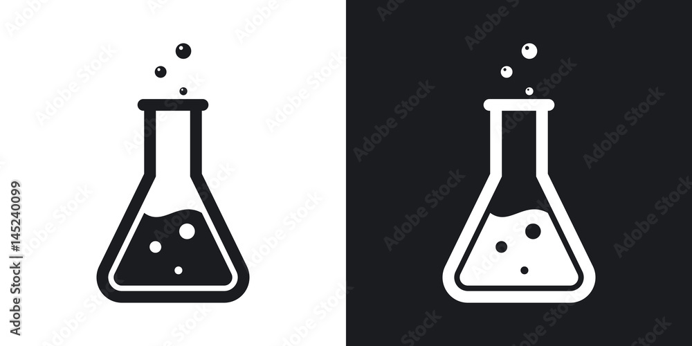 Vector lab flask icon. Two-tone version on black and white background ...