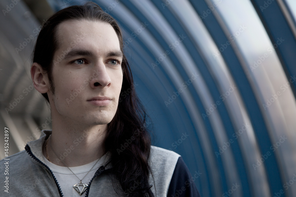 deep eyes spirit of handsome long hair man Stock Photo | Adobe Stock