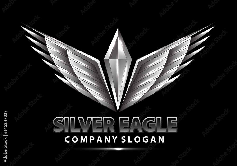 Silver eagle logo company design on black background vector ...