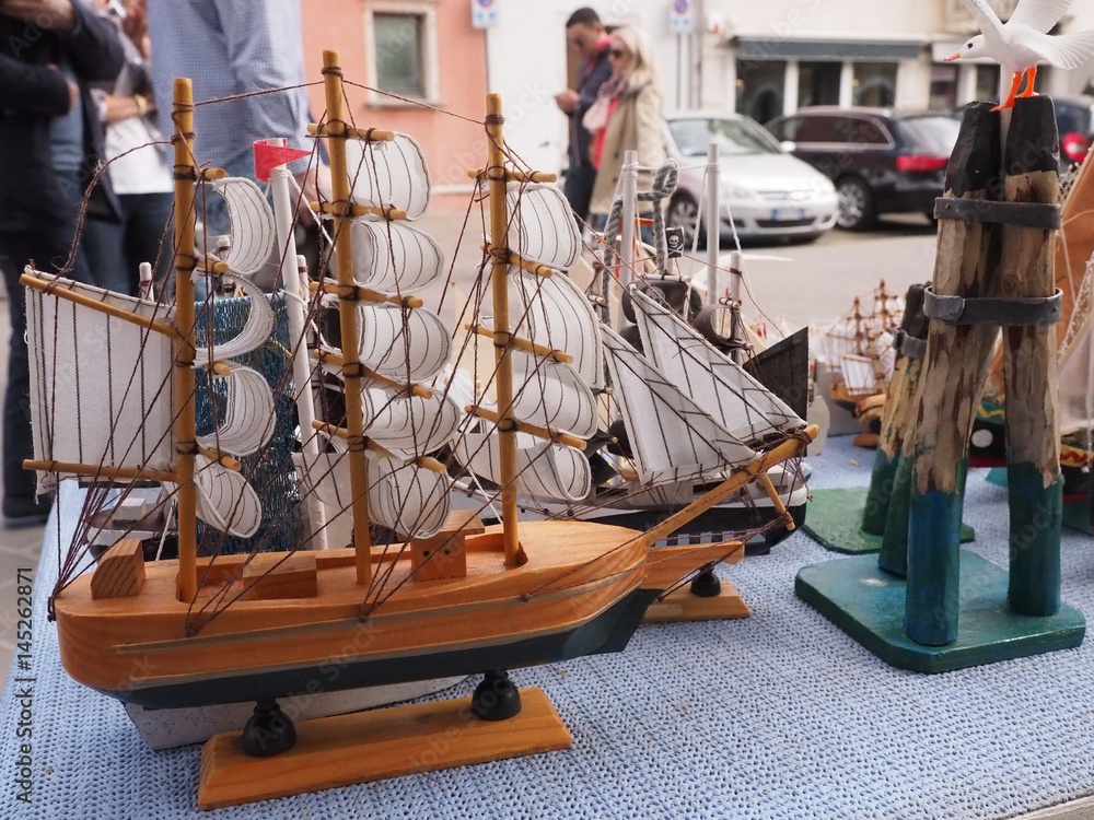 Ship models, souvenirs of Chioggia, Italy Stock Photo | Adobe Stock