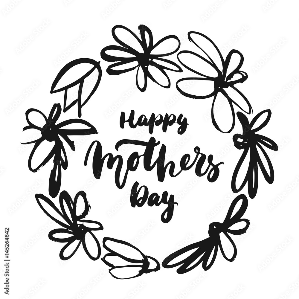 Mothers Day Flowers Clipart Black And White