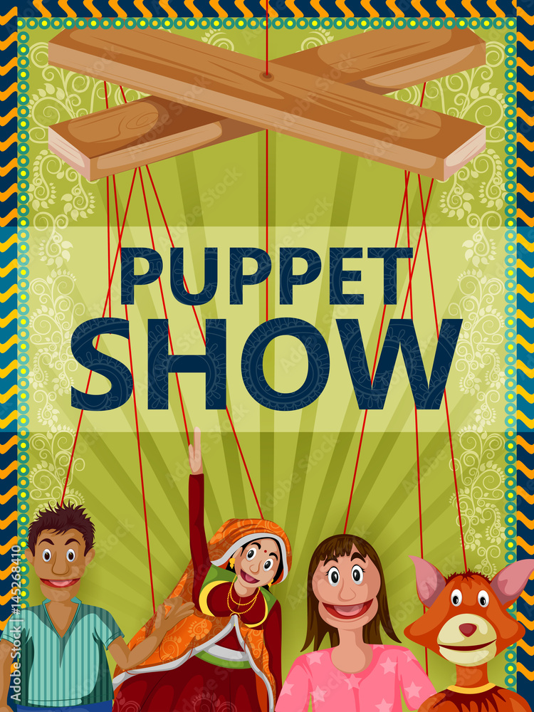 Vintage retro Puppet Show banner poster design Stock Vector | Adobe Stock