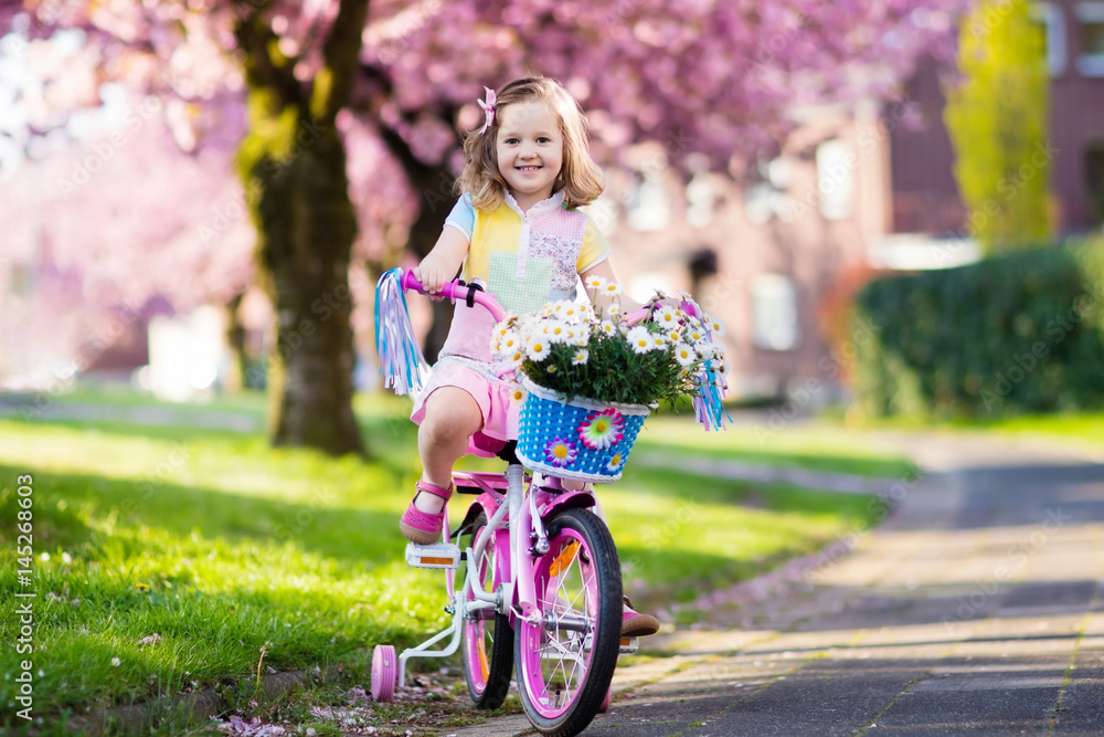 Little girl riding a bike. Child on bicycle. Stock Photo | Adobe Stock