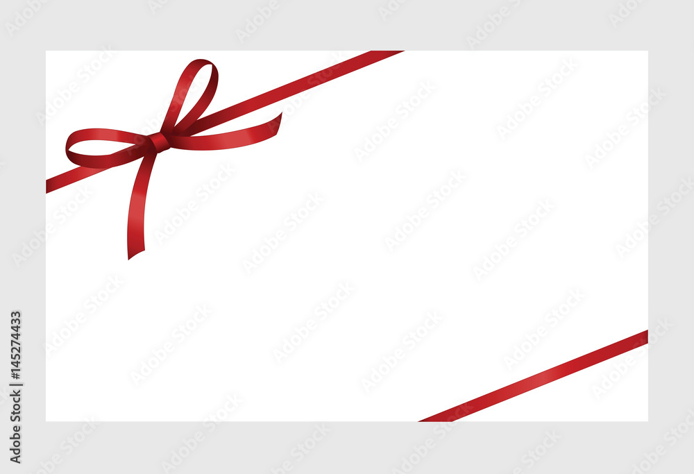 Gift Card With Red Ribbon And A Bow on white background. Gift Voucher ...