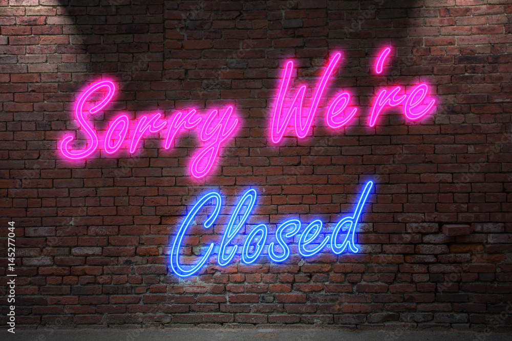 Sorry Were Closed Sign Neon