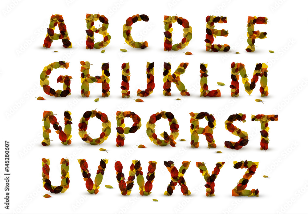 Autumn Leaves Alphabet Stock Template | Adobe Stock