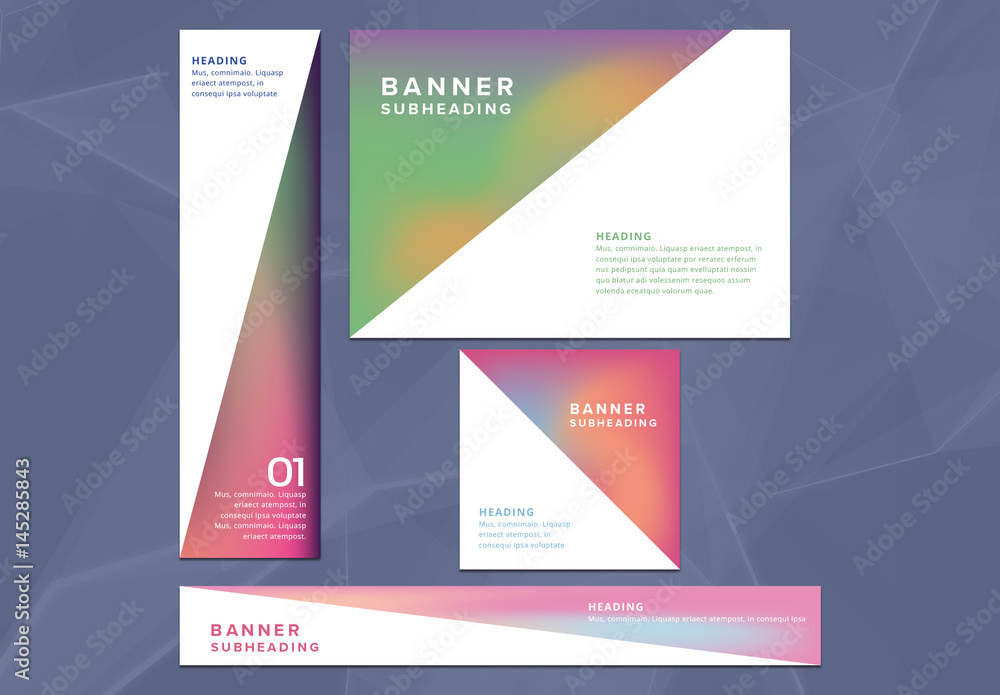 Four Colorful Web Banner Layouts Stock Template | Adobe Stock
