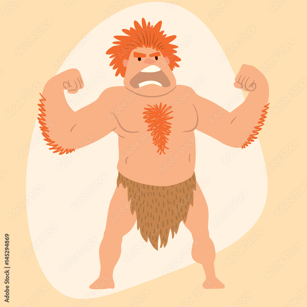 Caveman primitive stone age man cartoon neanderthal human character ...