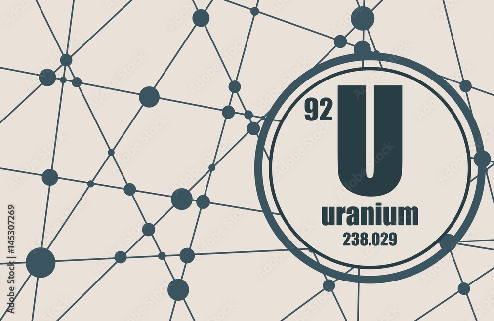 Uranium chemical element. Sign with atomic number and atomic weight ...
