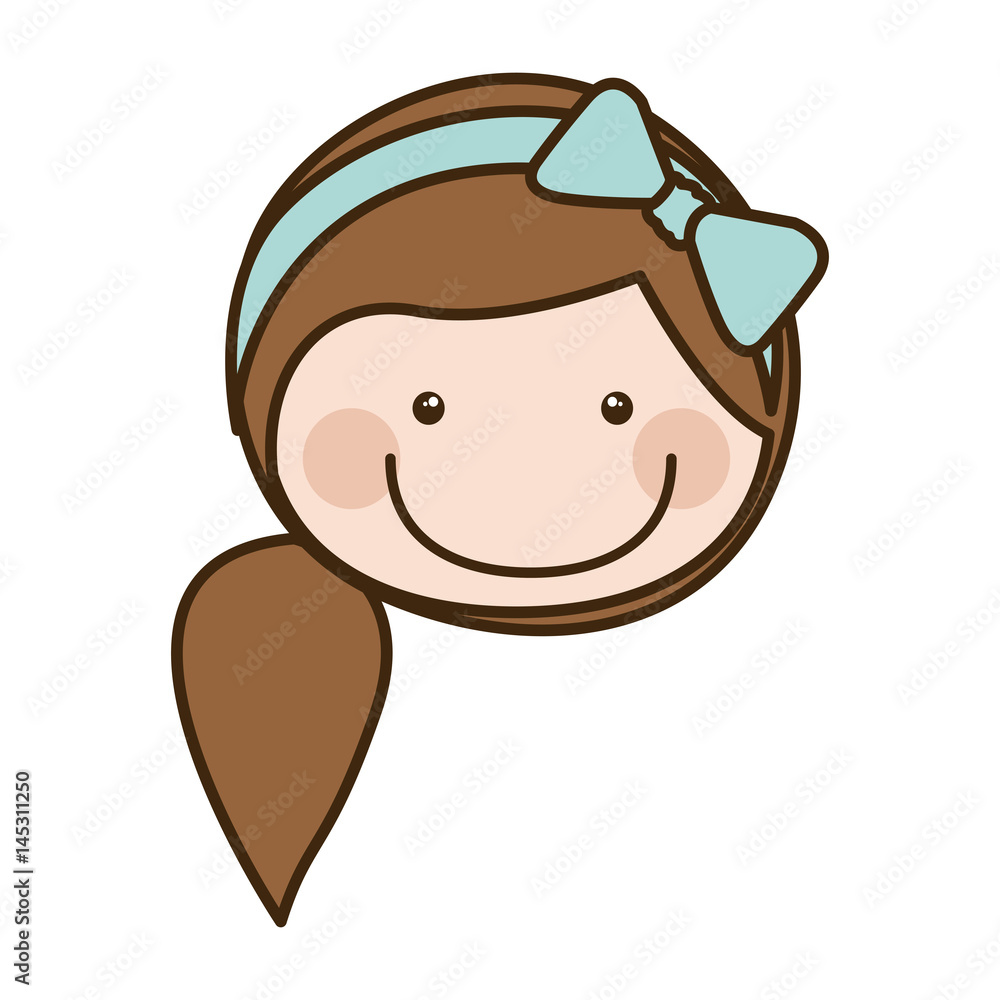 color silhouette cartoon front face girl with side ponytail hair vector ...