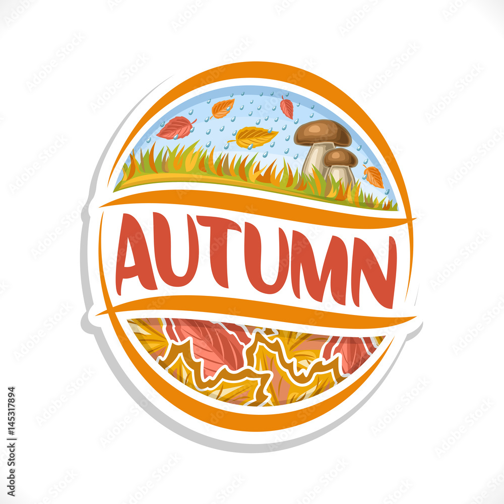 Vector logo for Autumn season: october rainy weather, rain and leaves ...