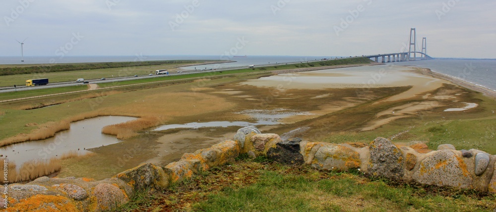 The Great Belt Bridge ( Storebæltsbroen ) connecting the two islands ...