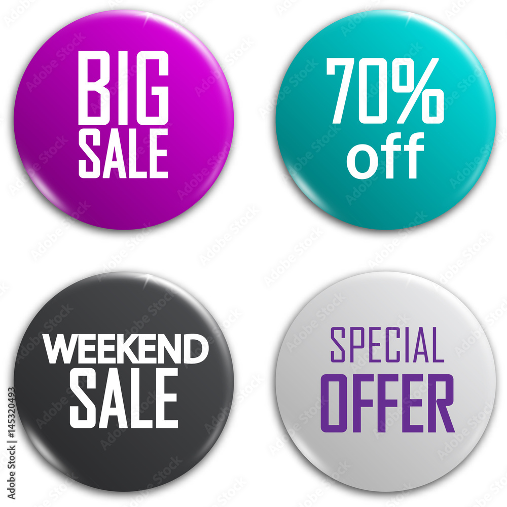 Set of glossy sale buttons. Vector illustration. Stock Vector | Adobe Stock