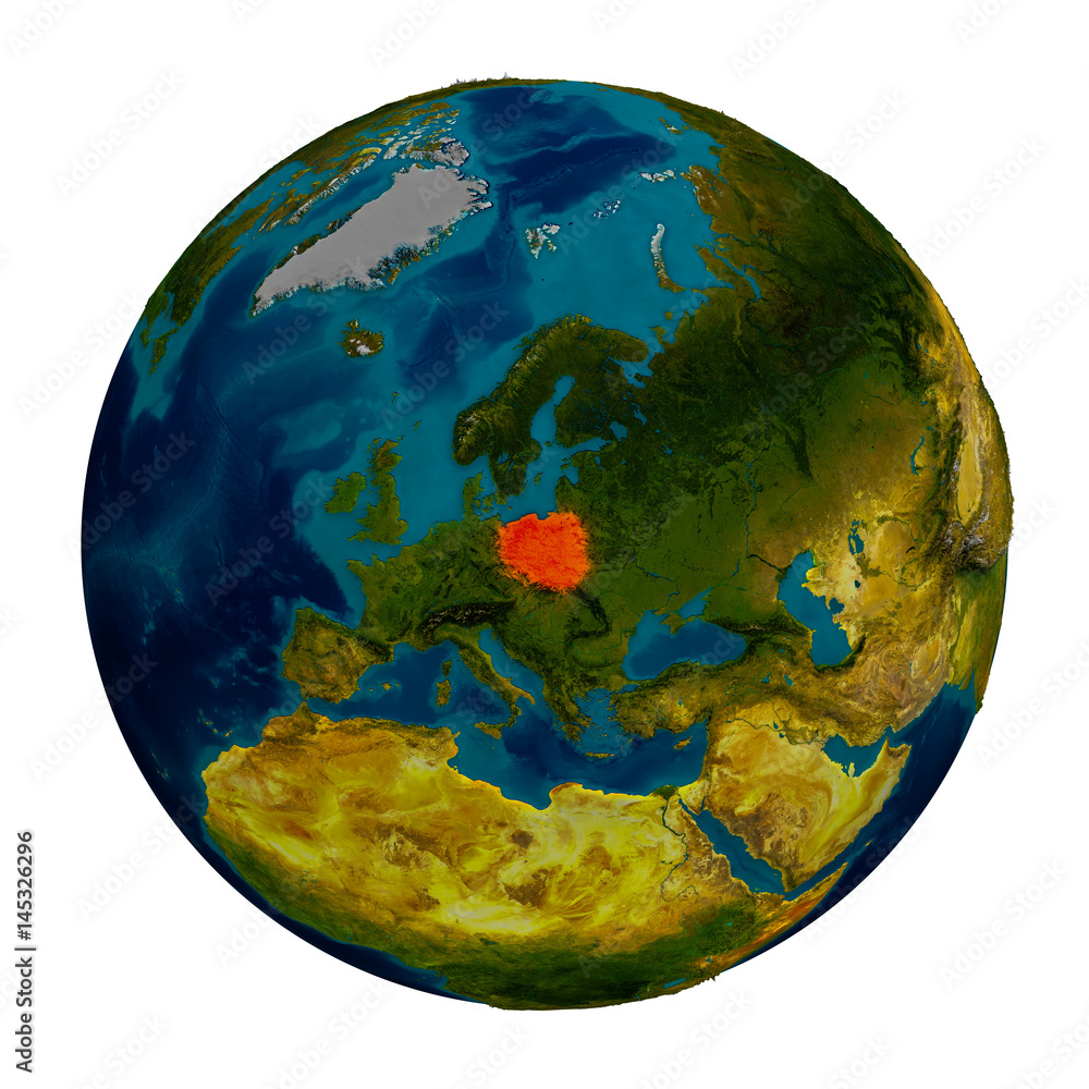 Poland highlighted on globe Stock-Illustration | Adobe Stock