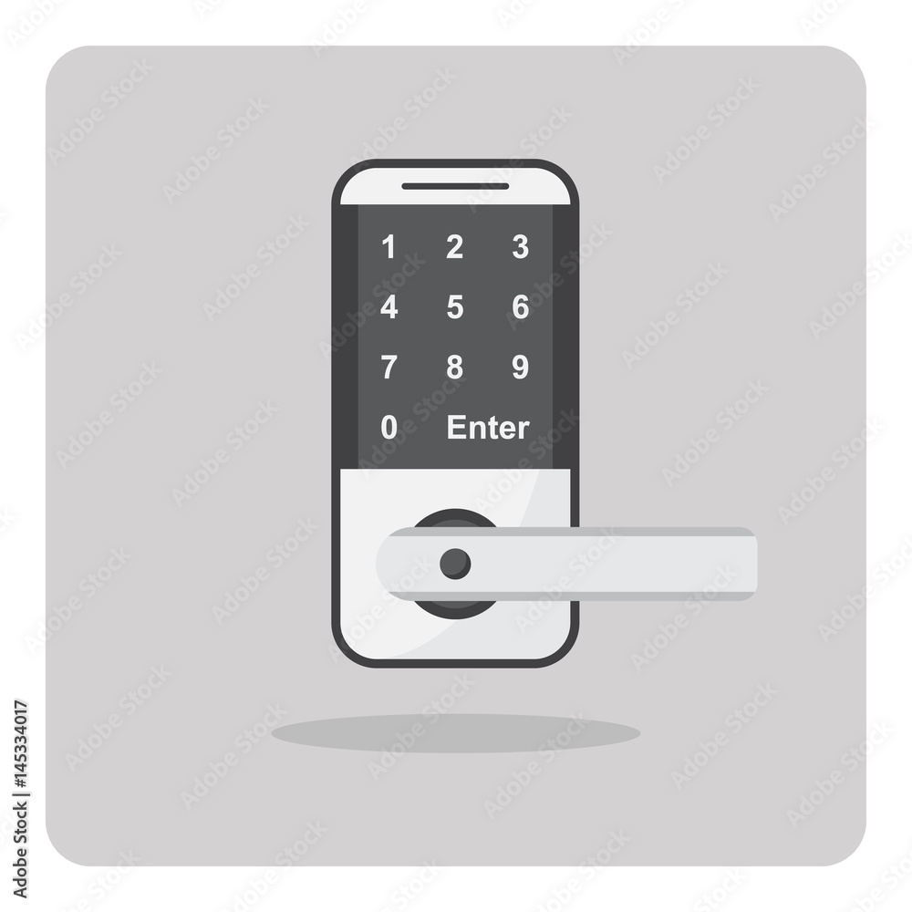 Vector of flat icon, Digital door lock on isolated background Stock ...