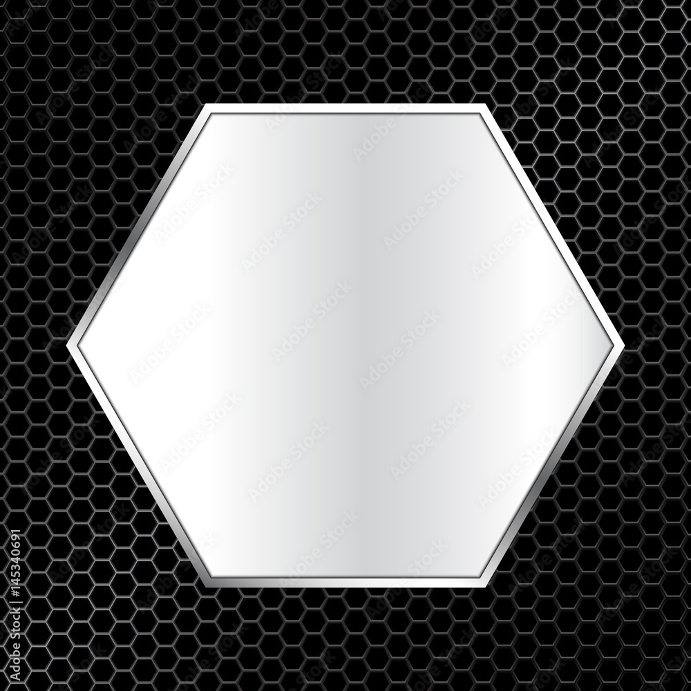 abstract metal texture background with hexagon frame vector ...