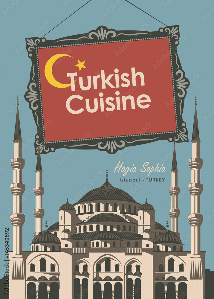vector banner for a restaurant Turkish cuisine with turkish flag and ...
