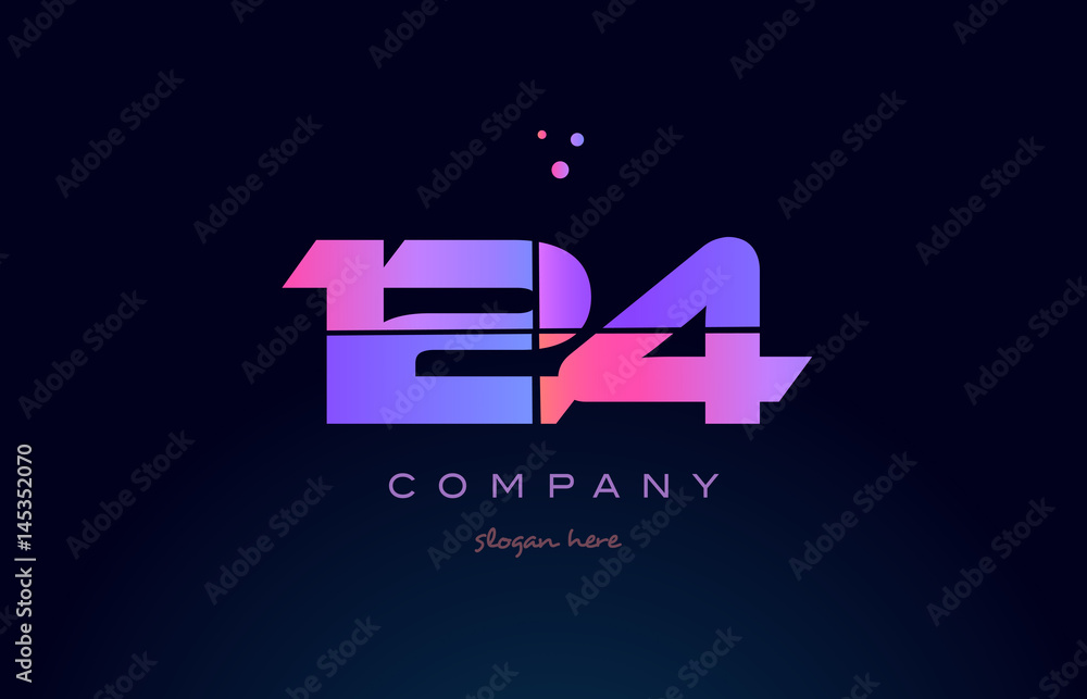124 pink magenta purple number digit numeral logo icon vector Stock ...
