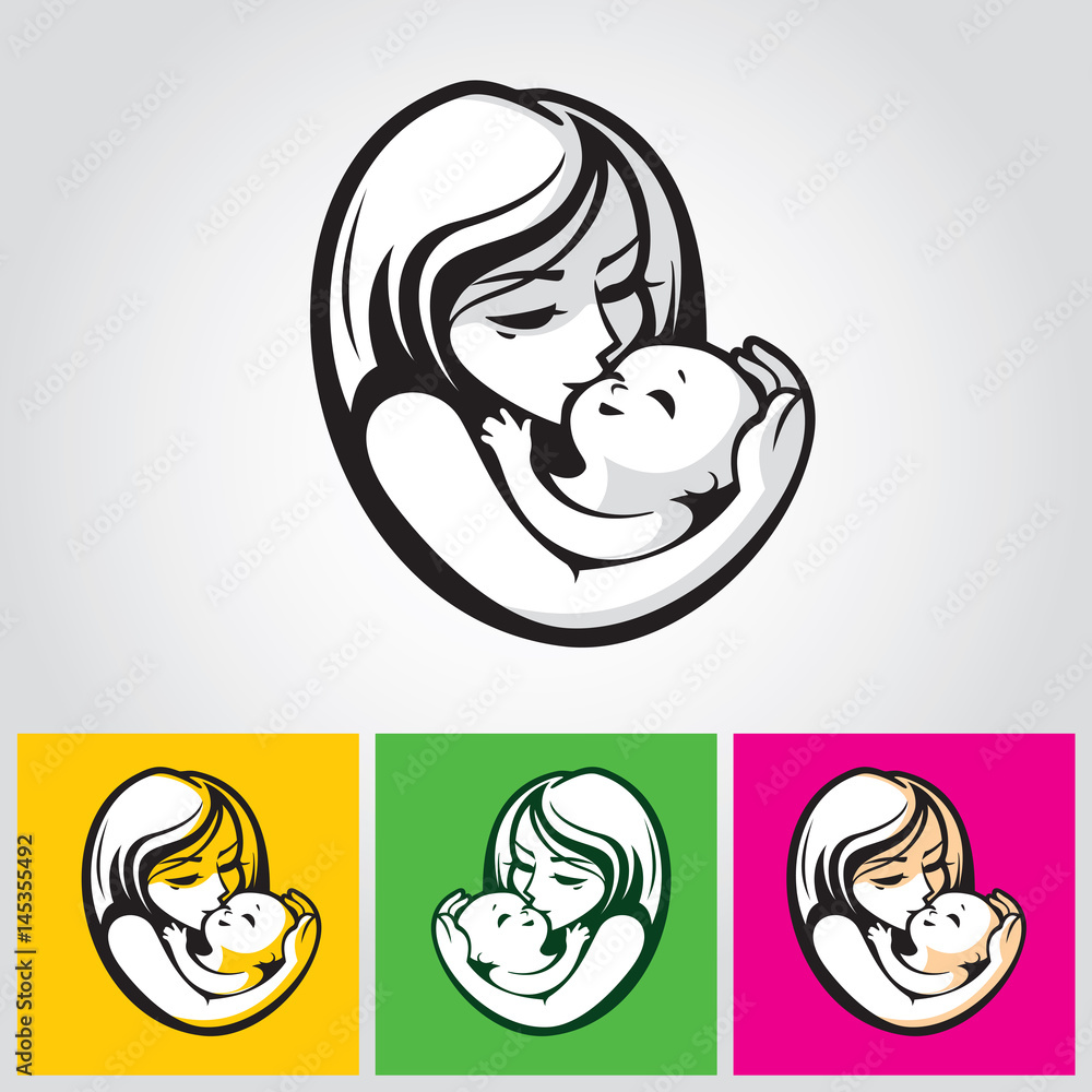 Mother and child - beautiful vector illustration, graphic image ...