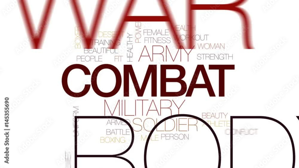 Combat animated word cloud, text design animation. Kinetic typography ...