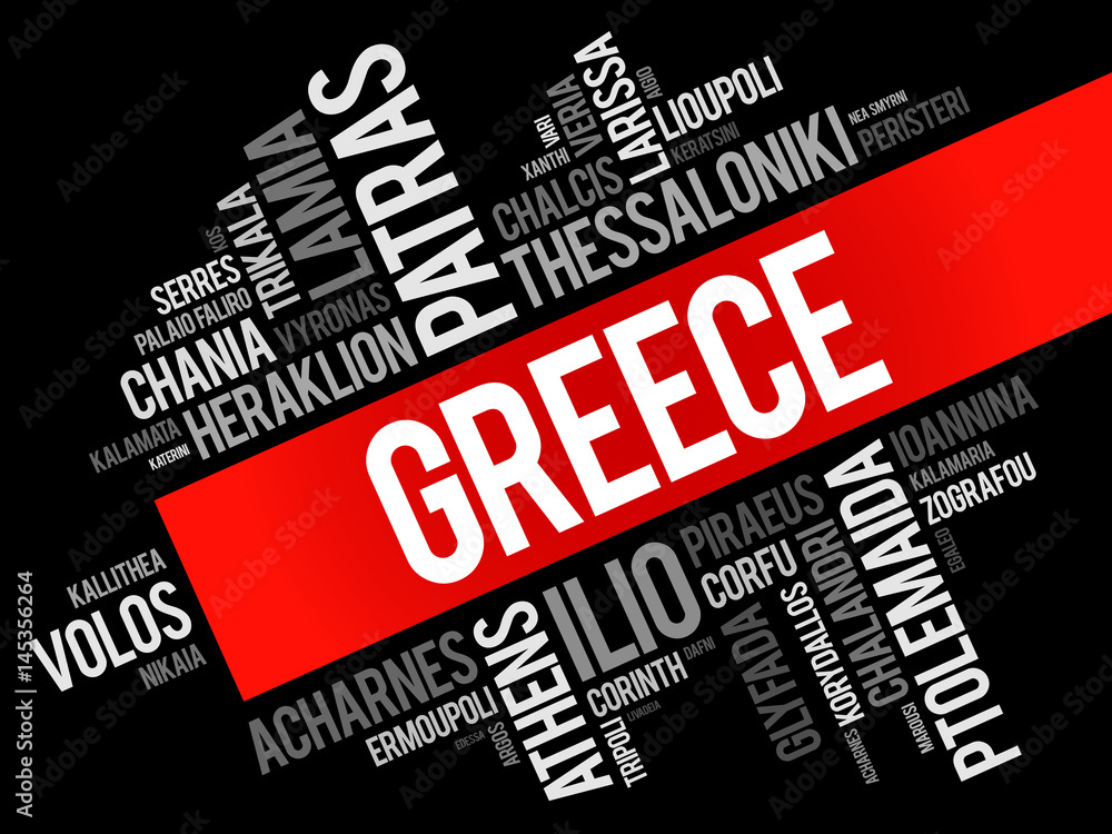List of cities and towns in Greece, word cloud collage, business and ...