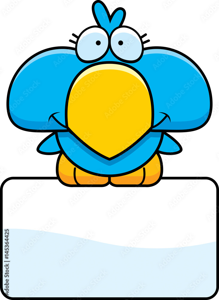 Cartoon Blue Bird Sign Stock Vector | Adobe Stock