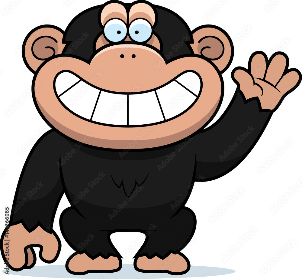 Cartoon Chimp Waving Stock Vector | Adobe Stock