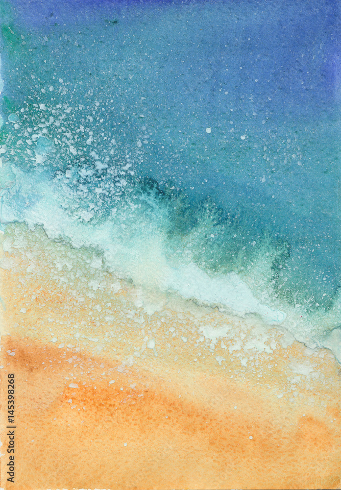 watercolor sea beach Stock Illustration | Adobe Stock
