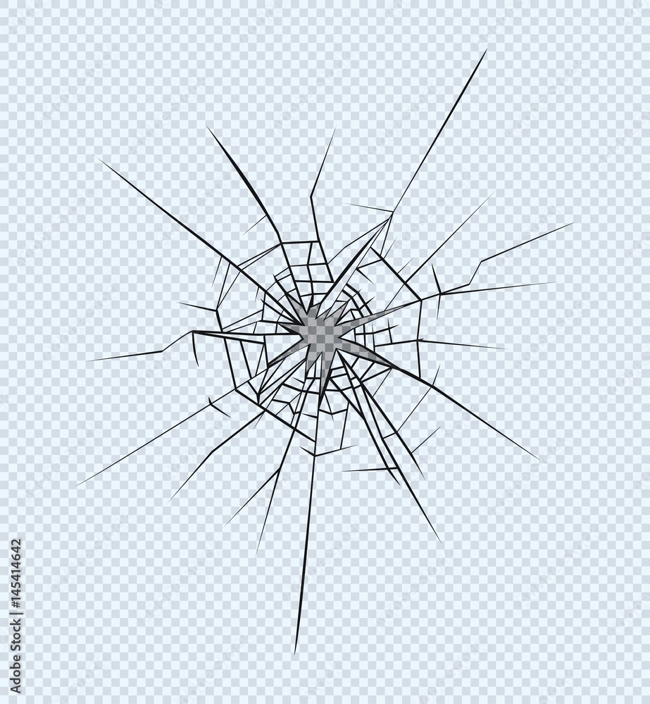 Broken glass effect. Hole in the broken glass .Vector illustration ...
