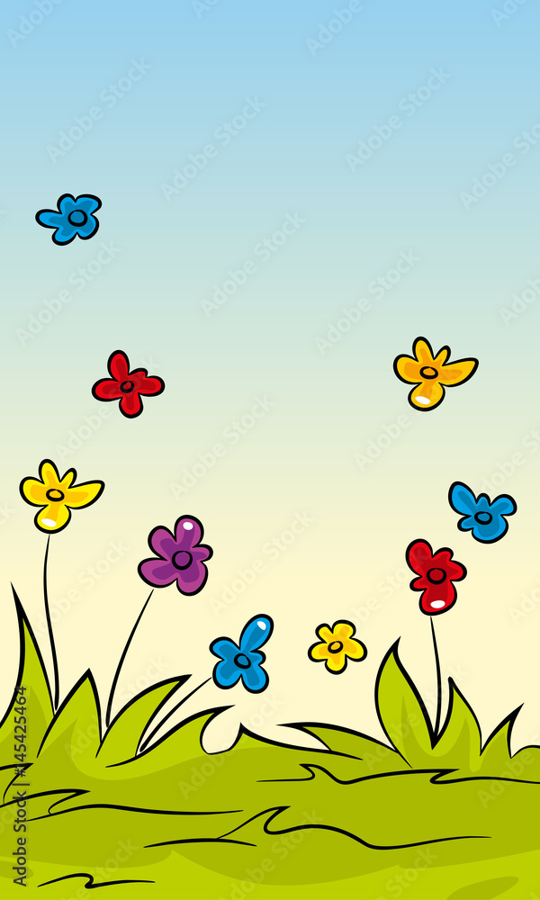 Vertical cartoon nature background for mobile phone screen Stock Vector ...