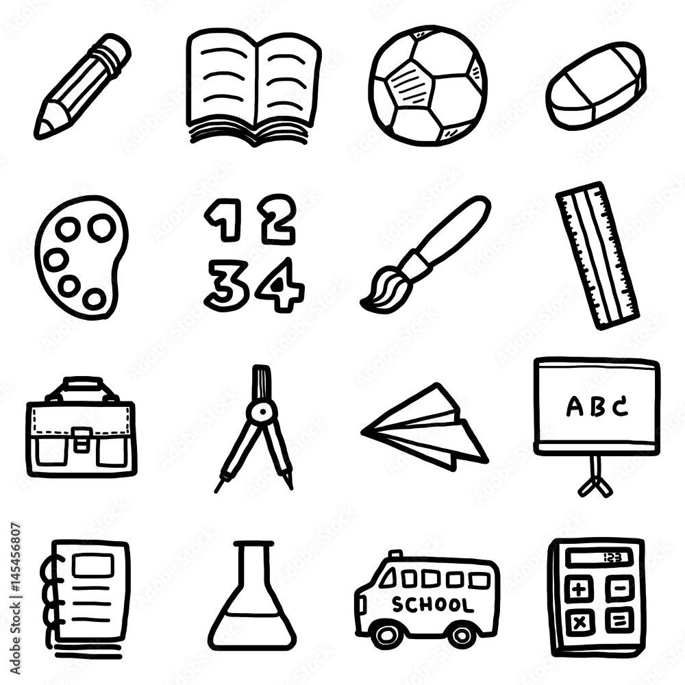 School Cartoon Black And Whit