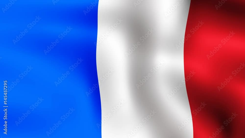 Flag of France, fluttering in the wind. Seamless looping video. 3D ...