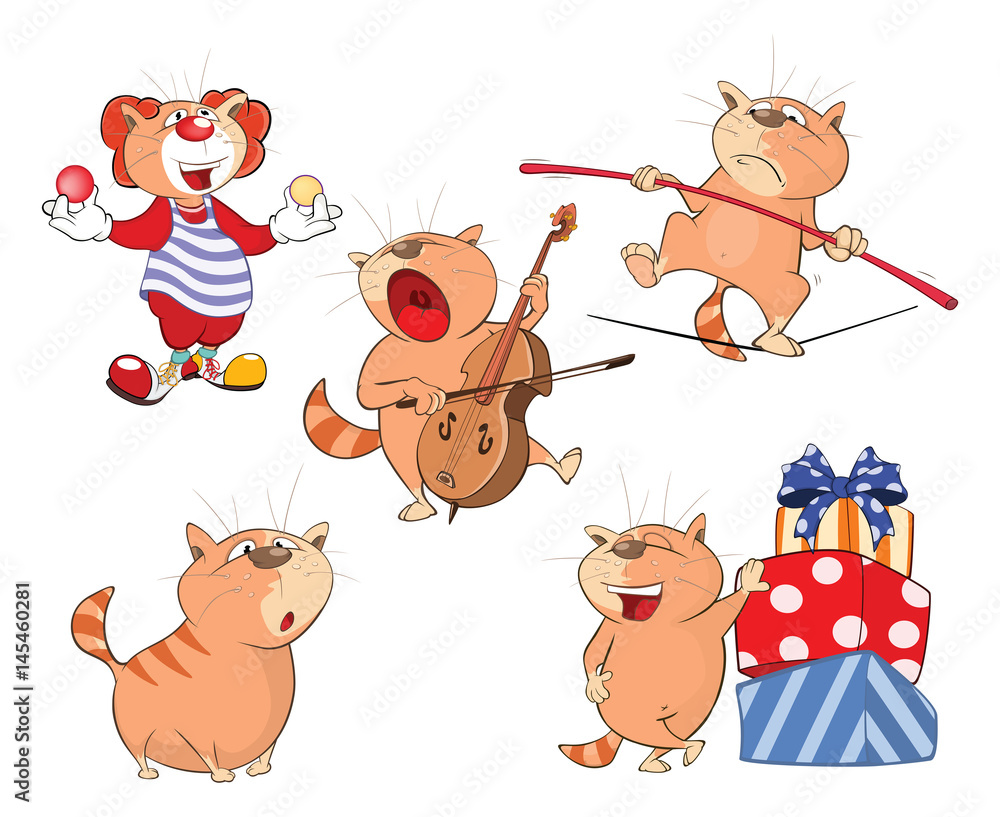 Set of Cartoon Illustration. A Cute Cats for you Design Stock Vector ...