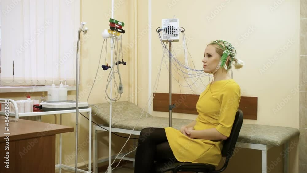 Electroencephalographic Examination Female Patient Sitting In The