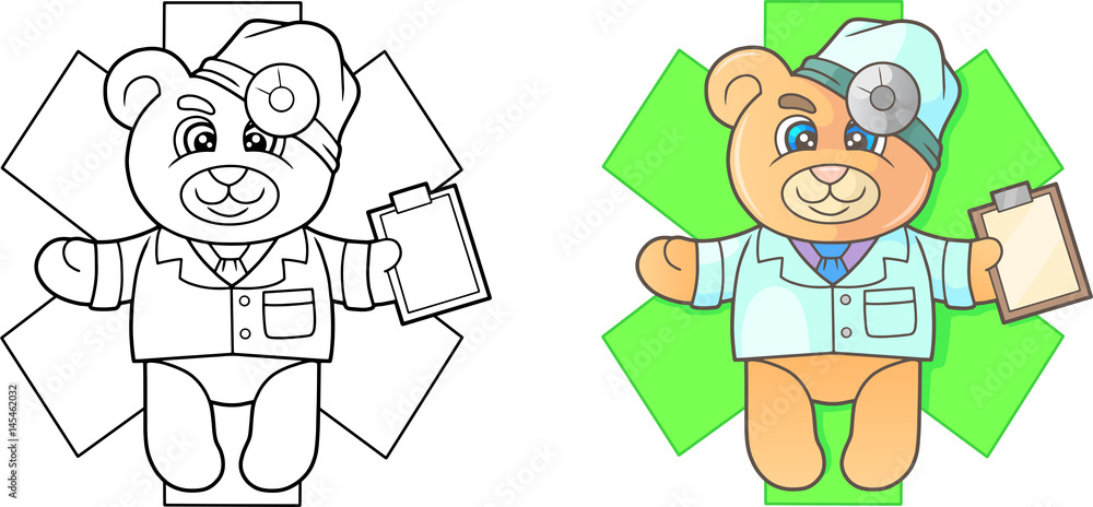 Cartoon doctor teddy bear emblem Stock Vector | Adobe Stock